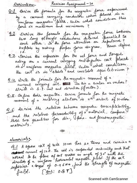 Revision Assignment For Physics Pdf