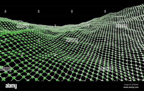 Mesh Wavy Surface Moves On Black Background Design Virtual Surface