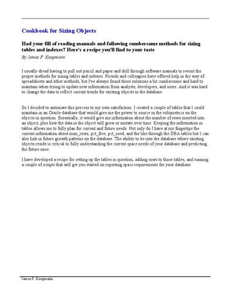 pdf cookbook for sizing oracle database objects dokumen tips