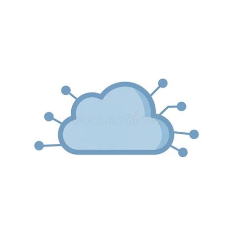 Simple Vector Illustration Of A Blue Cloud With Connected Dots And Lines Extending Stock