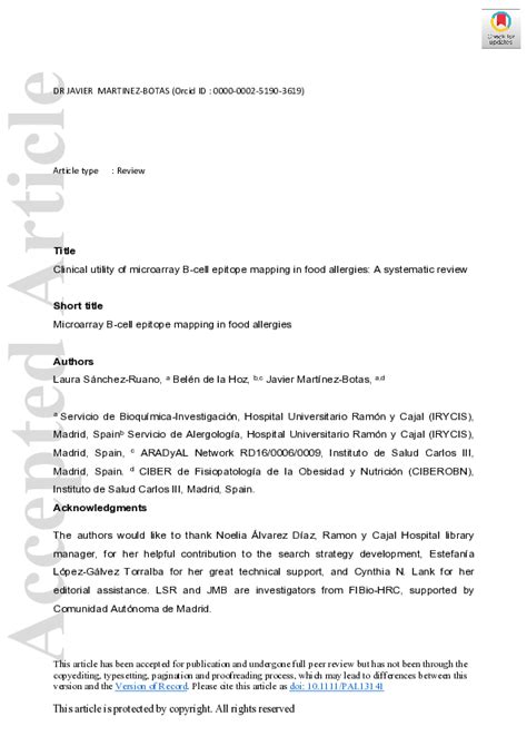 Pdf Clinical Utility Of Microarray B‐cell Epitope Mapping In Food