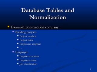 Normalization Of Database Tables Chapter PPT