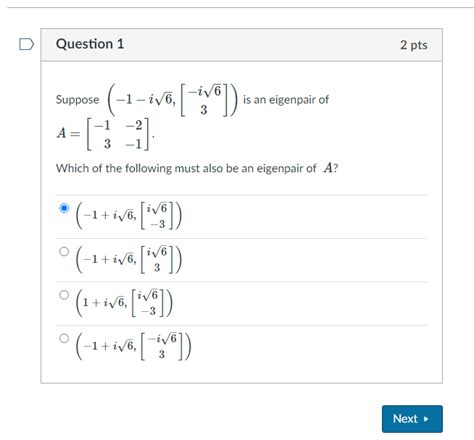 Solved Question 1 2 Pts Suppose Is An Eigenpair Of 1 Iva