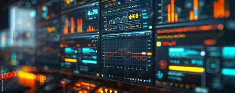 Computer Monitor Displaying An Abstract Network Monitoring Dashboard