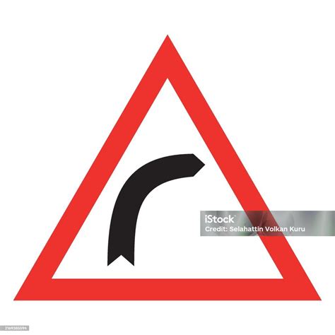 Dangerous Curve To The Right Within A Red Triangle Traffic Signs Vector