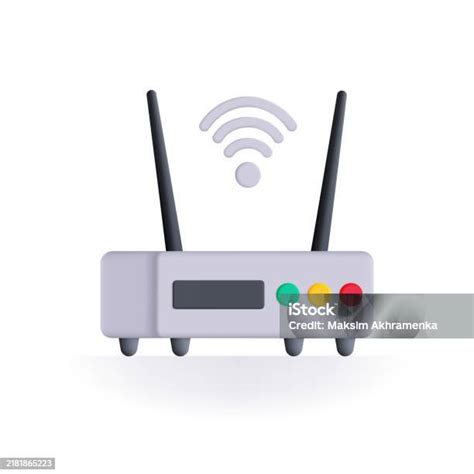 밝은 배경에 격리 된 Wifi 아이콘이있는 최신 3d 모뎀 라우터 벡터 일러스트 레이 션 3차원 형태에 대한 스톡 벡터 아트 및 기타 이미지 Istock