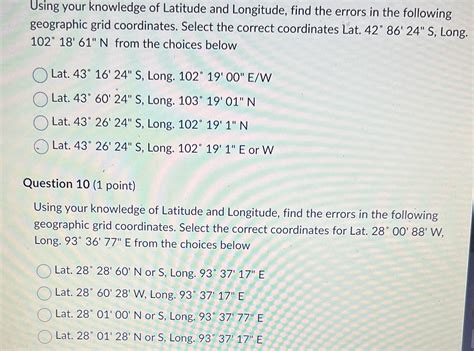 Solved Using Your Knowledge Of Latitude And Longitude Find The Errors In Course Hero