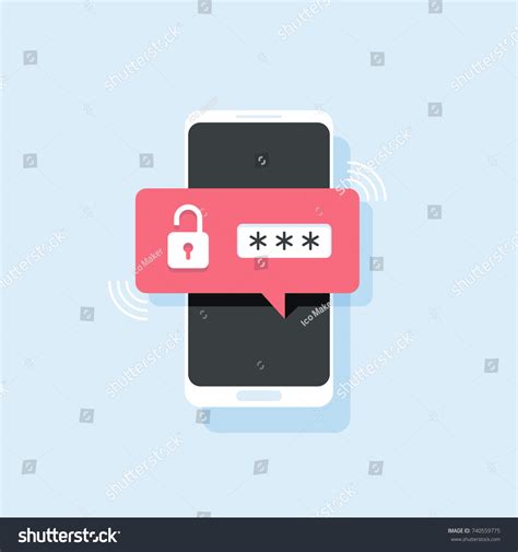 Mobile Phone Unlocked Notification Button Password Stock Vector