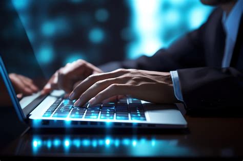 Premium AI Image Man Typing On Computer Keyboard For Business