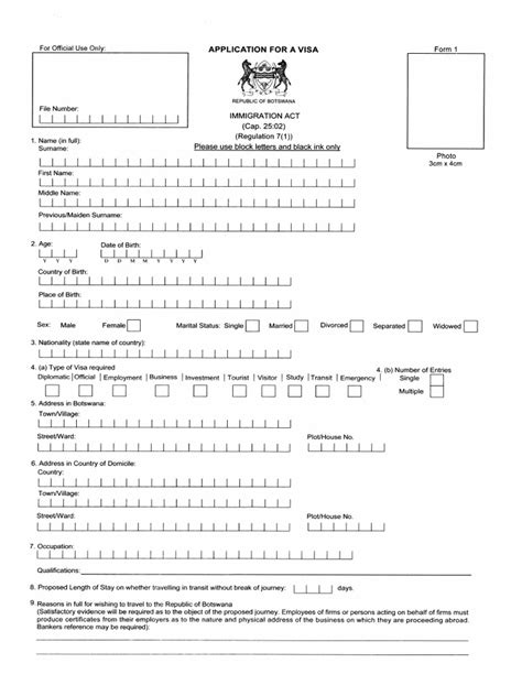 Botswana Visa Application Form Pdf