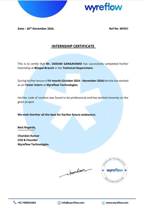 Gangavamsi Siddam On Linkedin Internshipexperience Learningjourney Wyreflow Professionalgrowth