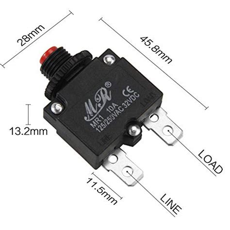 10 Amps Thermal Circuit Breakers 125 250v Ac 32v Dc Push Button Manual Reset