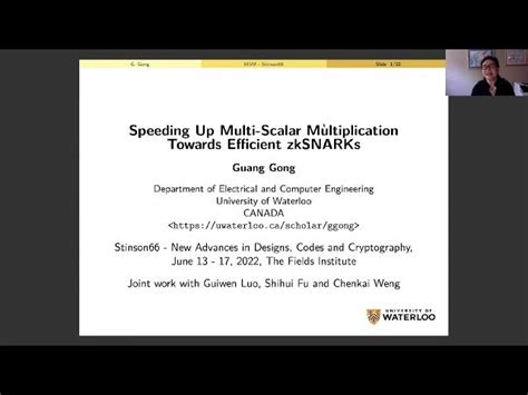 Free Video Speeding Up Multi Scalar Multiplication Over Fixed Points From Fields Institute