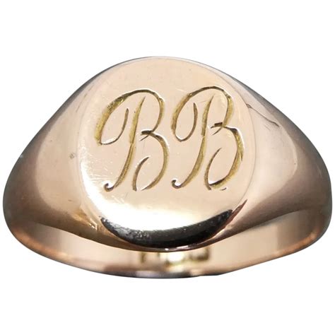 Beryl Lane Antique Victorian Monogrammed Bb 9ct Rose Gold Signet