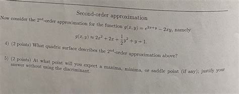 Solved Second Order Approximation Now Consider The 2nd Order