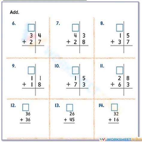 Adding Two Digit Numbers Worksheet
