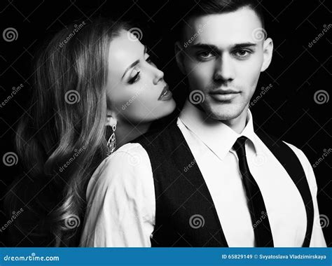 Love Story Beatiful Couple Gorgeous Blond Woman And Handsome Man