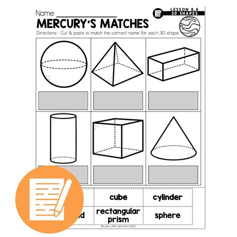 Lucky To Learn Math 3d Shapes Lesson 86 Independent Practice Mercurys Matches Lucky