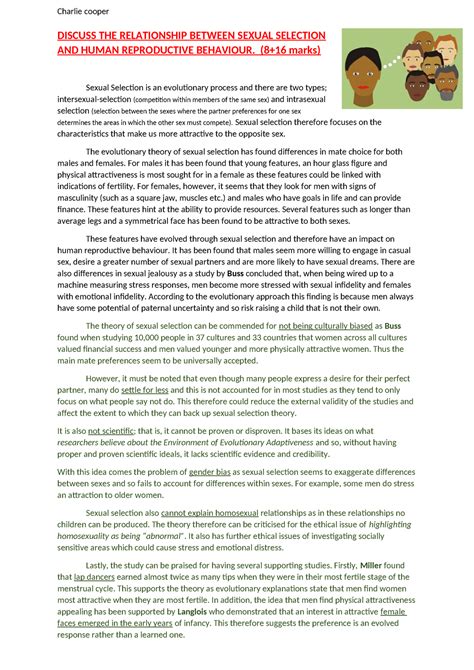 Sexual Selection And Reproductive Behaviour Charlie Cooper Discuss The Relationship Between Sexual Selection And Reproductive Behaviour Charlie Cooper Discuss The Relationship Between