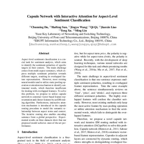 Capsule Network With Interactive Attention For Aspect Level Sentiment Classification Acl Anthology