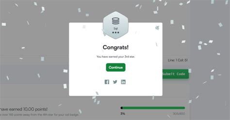 Thrilled To Share That Ive Achieved A 3 Star Rating In Sql On