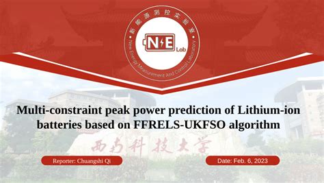 Pdf Multi Constraint Peak Power Prediction Of Lithium Ion Batteries Based On Ffrels Ukfso