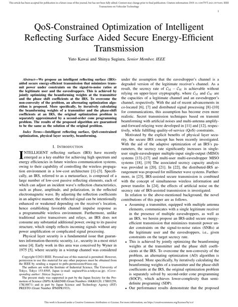 Pdf Qos Constrained Optimization Of Intelligent Reflecting Surface Aided Secure Energy