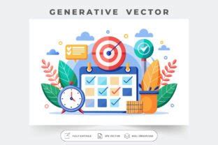 Dart And Clock On Calendar Time Managem Graphic By Iftikharalam Creative Fabrica