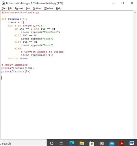 python code for fizzbuzz converting numbers into strings and returing