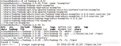 第四章：hadoop 启动wordcount实例，包括hadoop自带jar包和eclipsejar包。hdfs常用命令hadoop