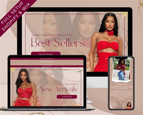 Customizable Shopify Theme With Minimalist Red And Nude Design Banners