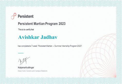Avishkar Jadhav On Linkedin Persistentmartianinternship