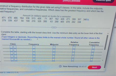 Solved Instruct A Frequency Distribution For The Given Data