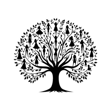 Premium Vector Silhouette Of A Tree With Branches Shaped Like Women