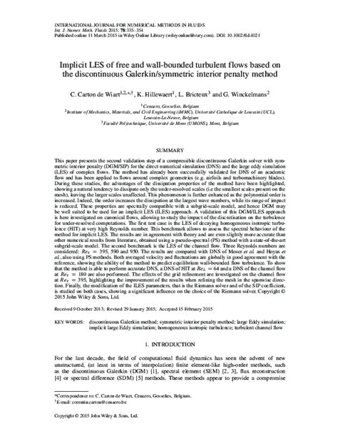 Pdf Implicit Les Of Free And Wall Bounded Turbulent Flows Based On