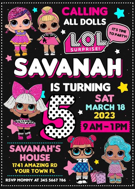 Lol Surprise Dolls Birthday Invitation Lol Party Invitation