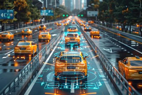 Premium Photo Modern Urban Roads Intelligent Vehicle Autonomous Driving