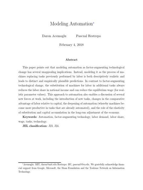 004 Modeling Automation Pdf Labour Economics Automation