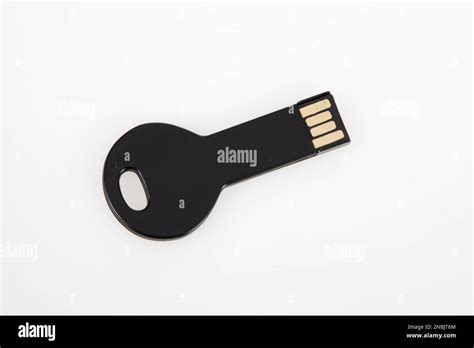 USB Key Black Flash Drive Stick Memory On White Background Stock Photo Alamy