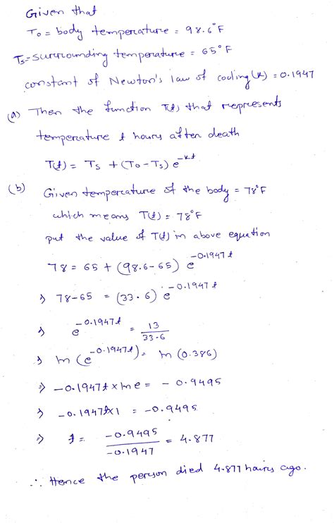 Solved This Exercise Uses Newton S Law Of Cooling Newton S Law Of Cooling Course Hero