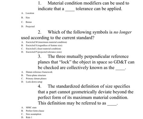 Solved 1 Material Condition Modifiers Can Be Used To