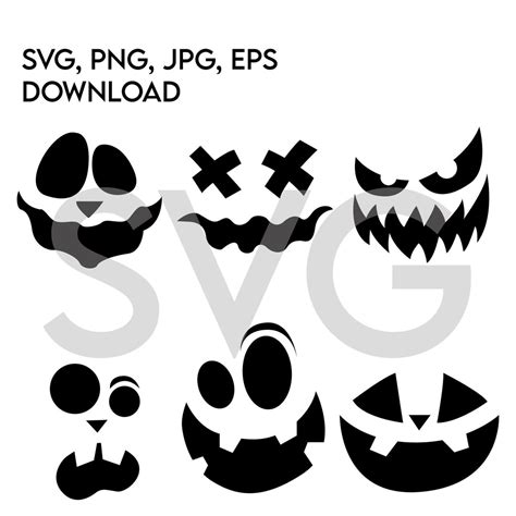 Pumpkin Face Cut Outs For Halloween Svg Instant Download Png Eps 