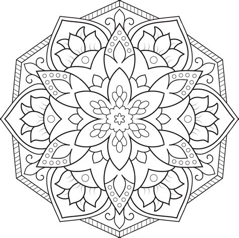 꽃 만다라 흑백 라인 아트 디자인 만다라 꽃 만다라 색칠하기 흑백 만다라 Png 일러스트 및 벡터 에 대한 무료 다운로드 Pngtree