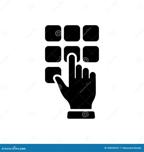 Entry Pin Code On Keyboard Silhouette Icon Hand Enter Password On Dial