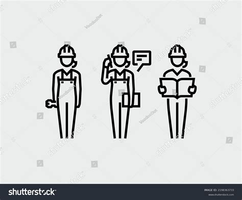 Engineer Woman Vector Line Icons Stock Vector Royalty Free 2198363733 Shutterstock