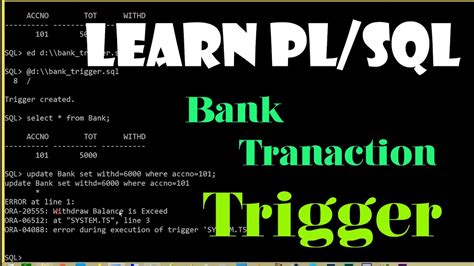 Sql Triggers Trigger Using Bank Transaction Database Triggers Trigger With Examples Youtube