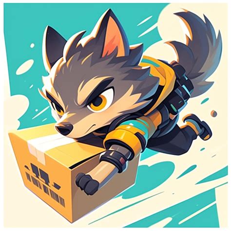 Premium Vector A Brisk Wolf Delivery Cartoon Style