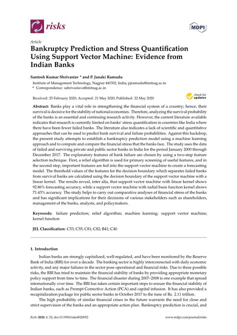 Pdf Bankruptcy Prediction And Stress Quantification Using Support Vector Machine Evidence