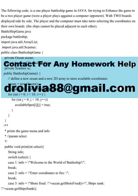 the following code is a one player battleship game in java im tryi pdf