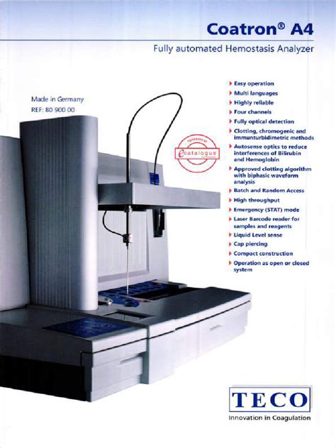 Brosur Coatron A4 Fully Automated Coagulation Analyzer And Accessories Compressed Pdf